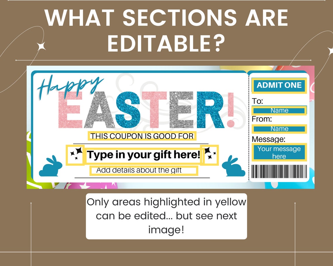 Easter Coupons Printable. Printable Easter Gift Card. Easter - Etsy