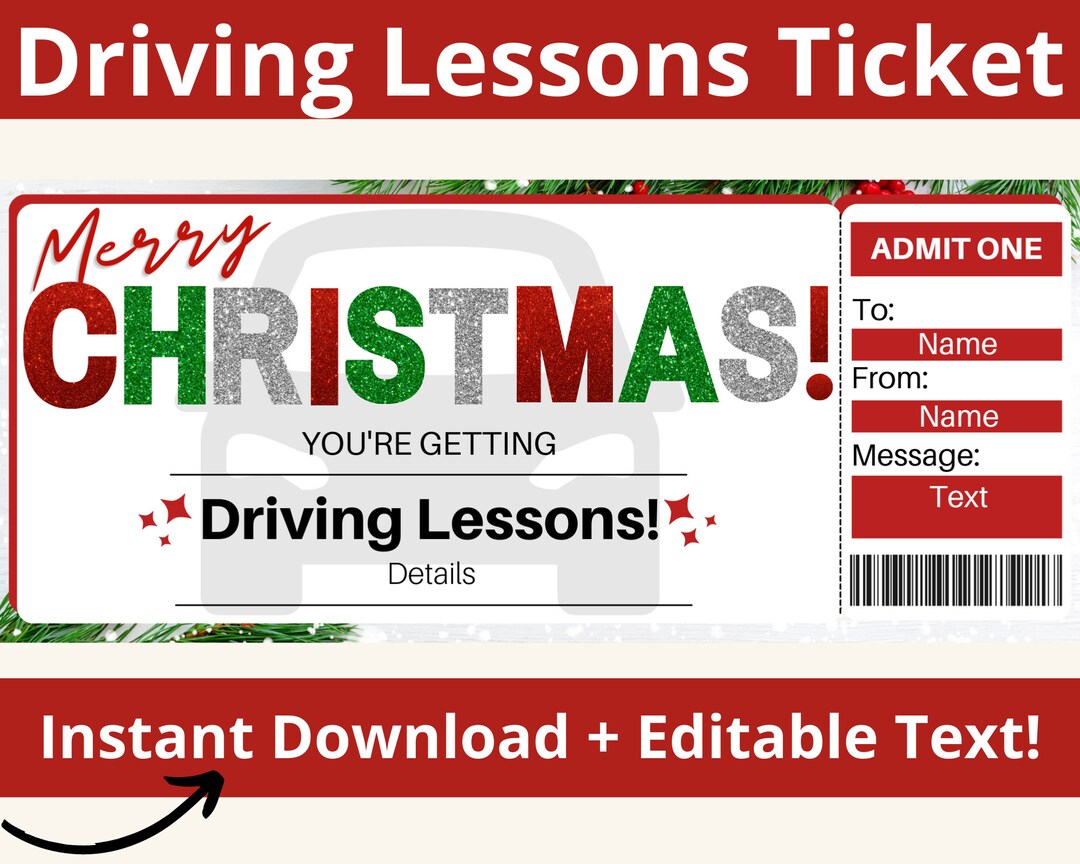 Christmas Driving Lesson Voucher. Driving Lessons. Driving - Etsy