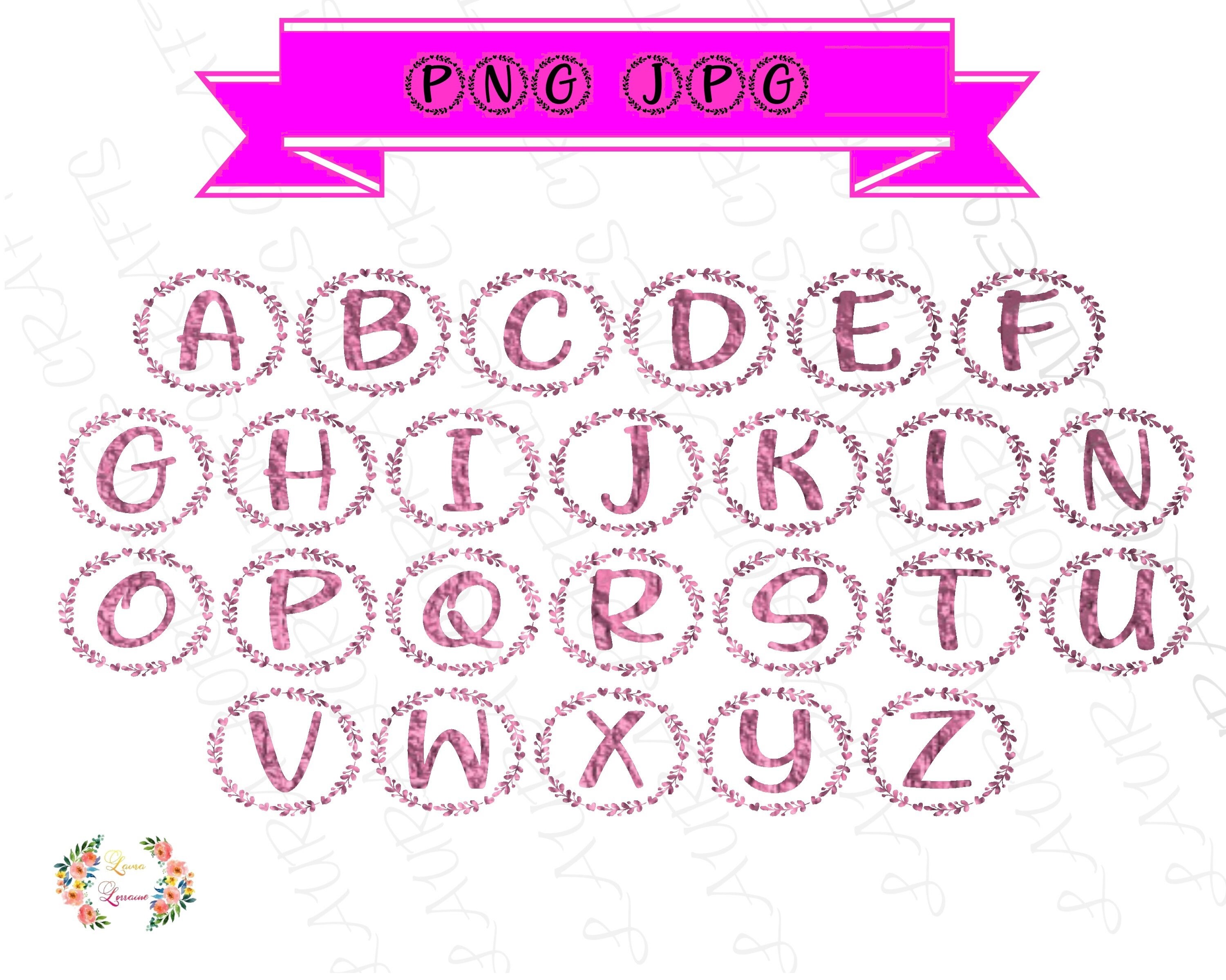 Pink Foil Monogram Alpahbet Jpg/png Download - Etsy