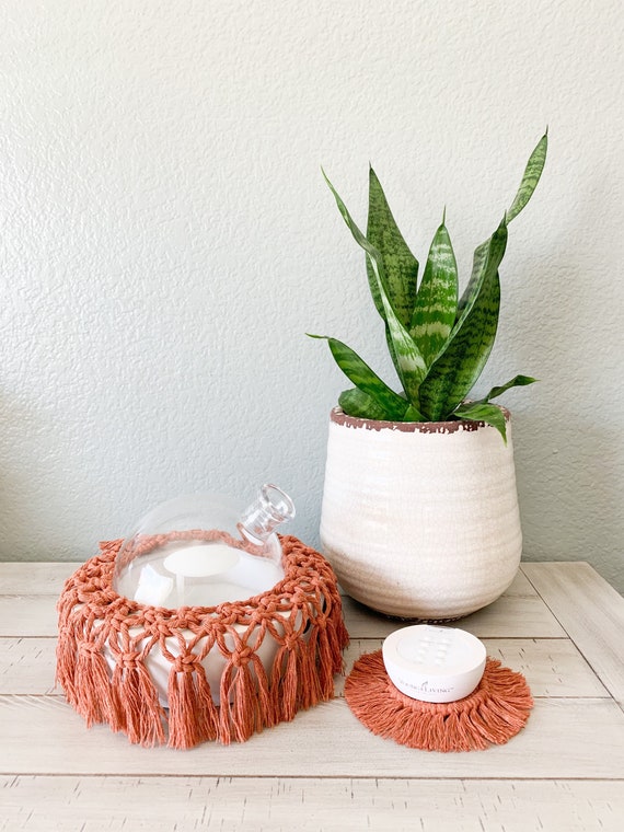 Macrame Aria Diffuser Cover and Coaster Bundle Diffuser | Etsy