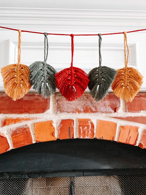 Fall leaf garland Macrame garland autumn decor fall decor | Etsy