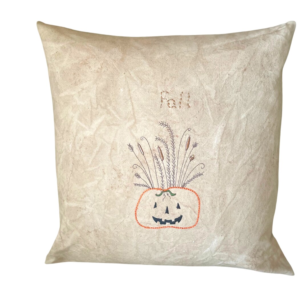 Primitive Fall Decor Pillow Cover, Rustic Autumn, Primitive Jack O ...