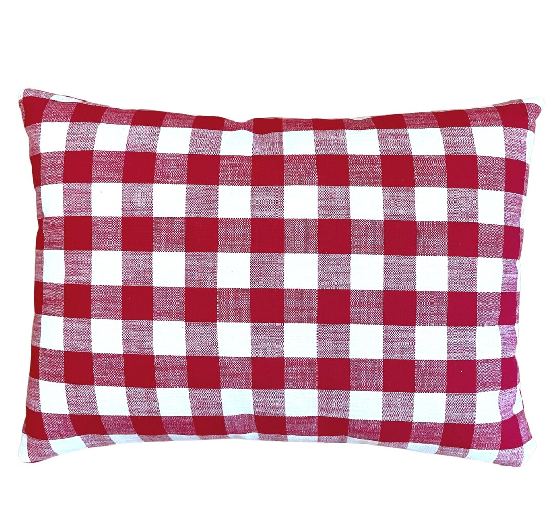 Red White Check Pillow, Check Lumbar Pillow Cover, Summer Pillow Cover ...