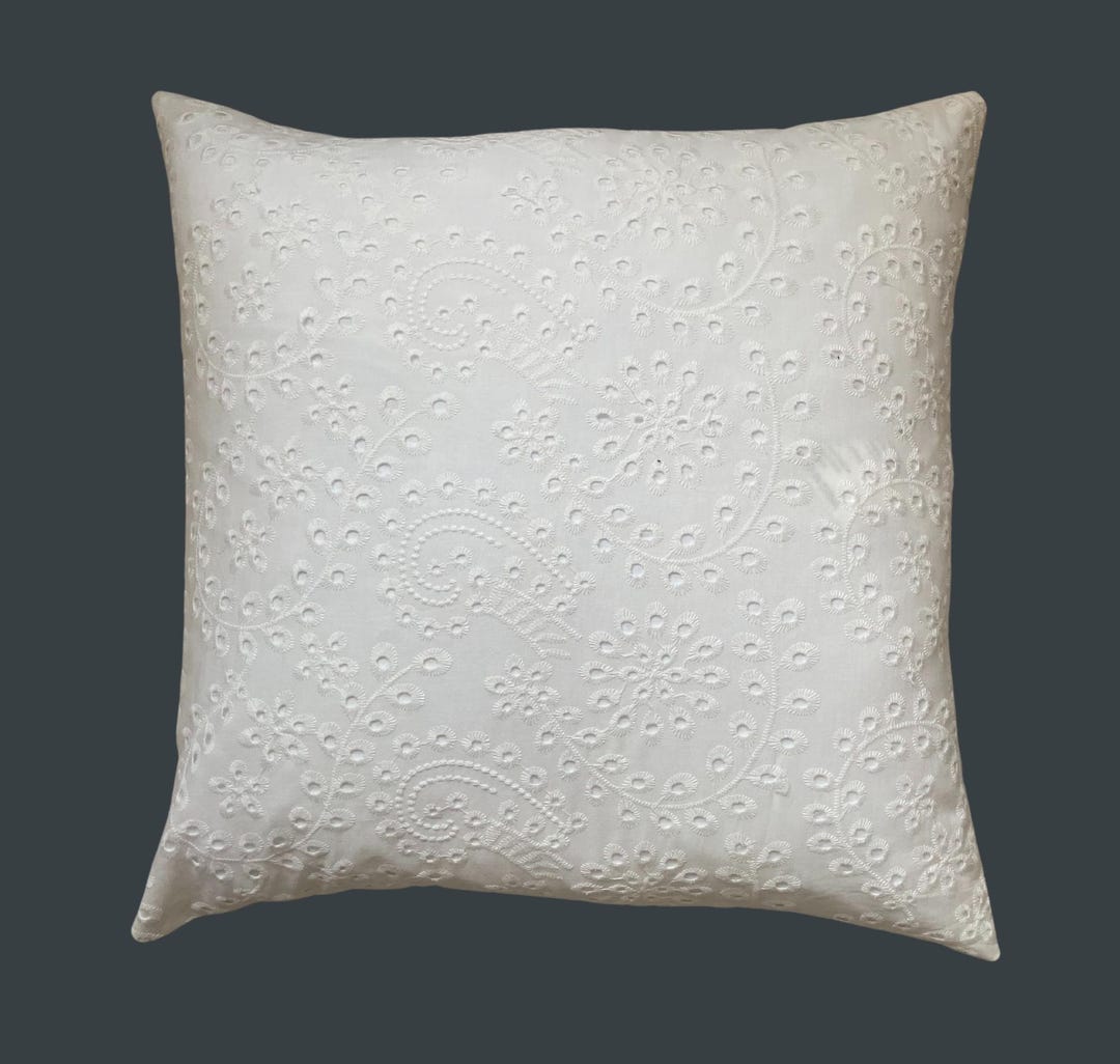 Eyelet Fabric, Shabby Chic Pillow Cover, 20x20 Throw Pillow Cover ...