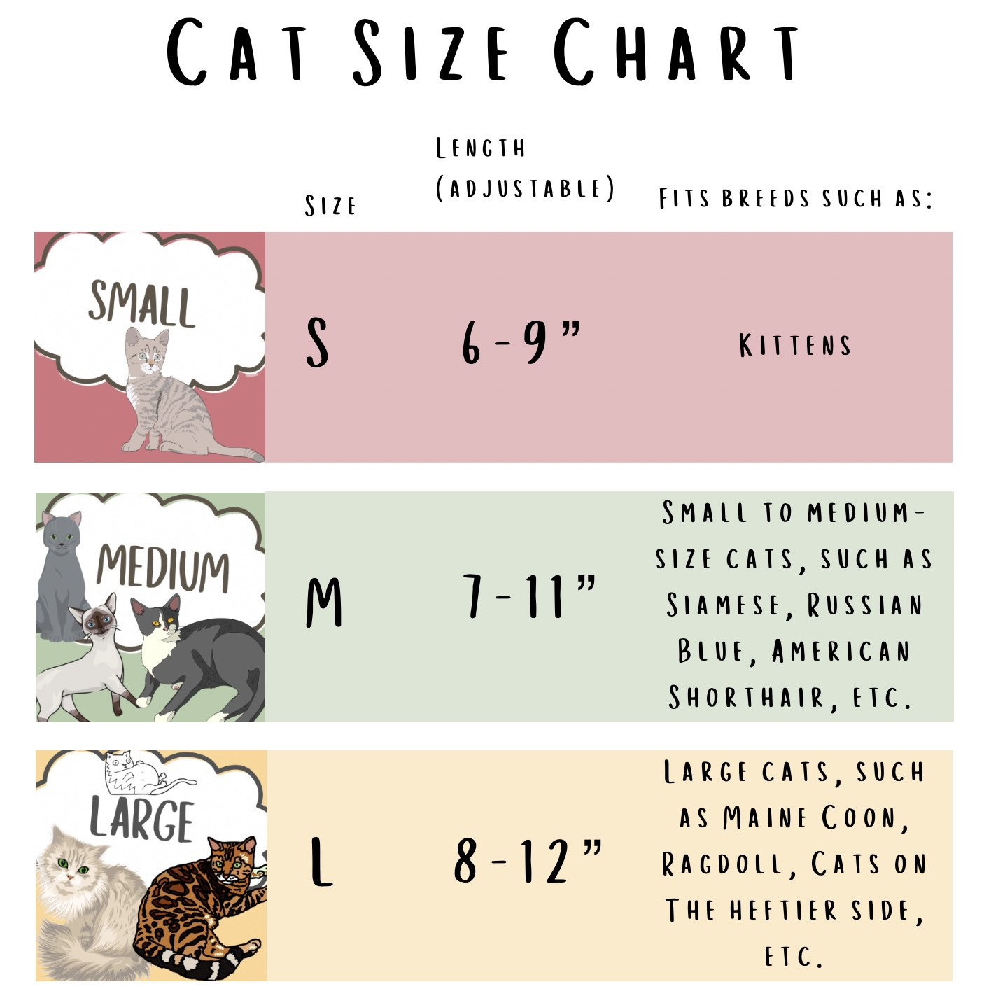 Cat Size Chart at Shane Isabelle blog