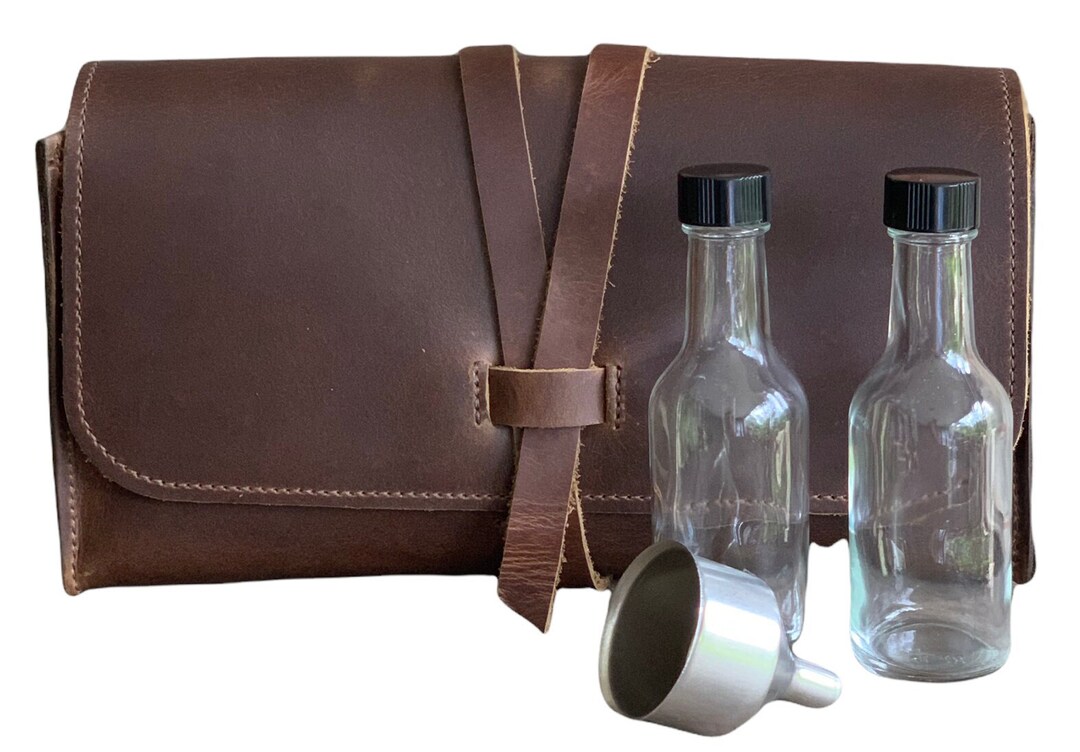 Travel Bar Leather Mini Bar in Genuine Leather Color Vintage - Etsy