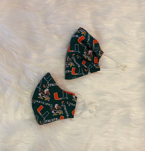 University of Miami Hurricanes Mask U of M Fitted or Pleated Reversible ...