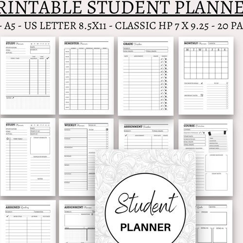 Student Planner Printable Academic Planner Printable College - Etsy