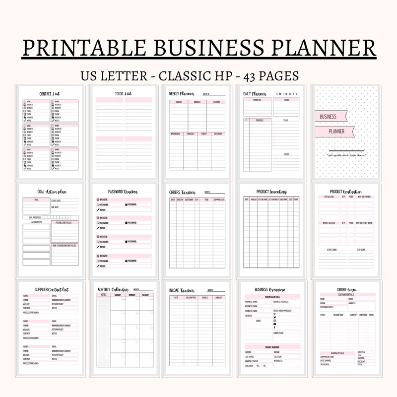 Business Planner Printable - Etsy