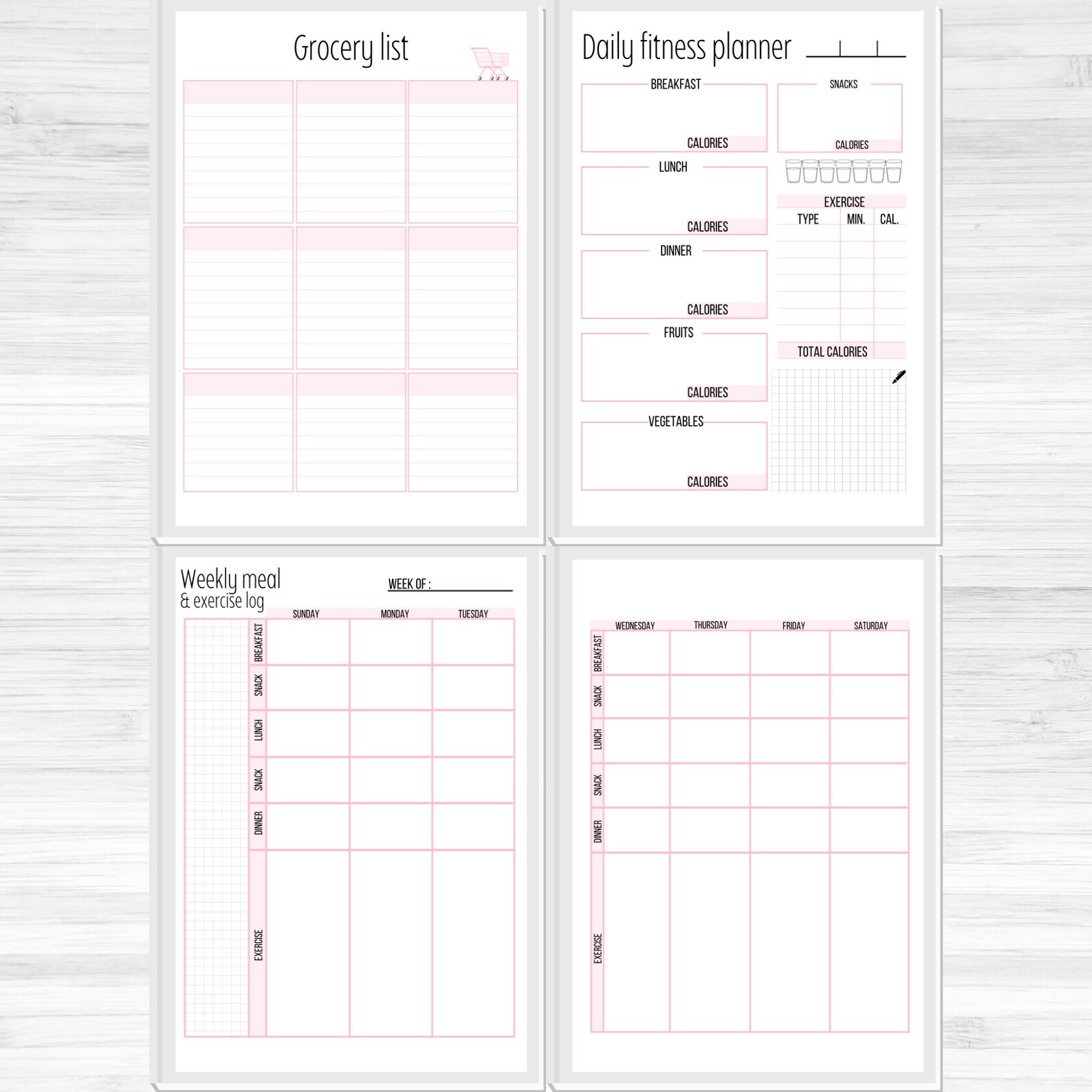 Fitness Planner Workout Journal Weight Loss Tracker Digital - Etsy
