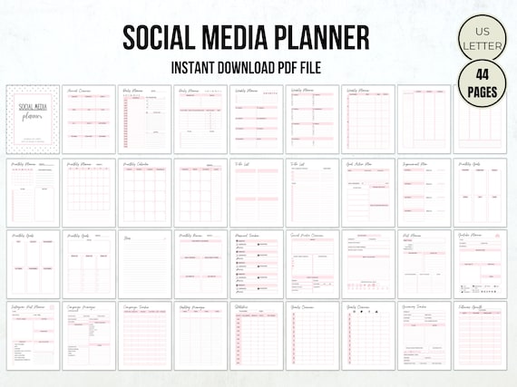 Social Media Planner Printable Facebook Tracker Instagram - Etsy