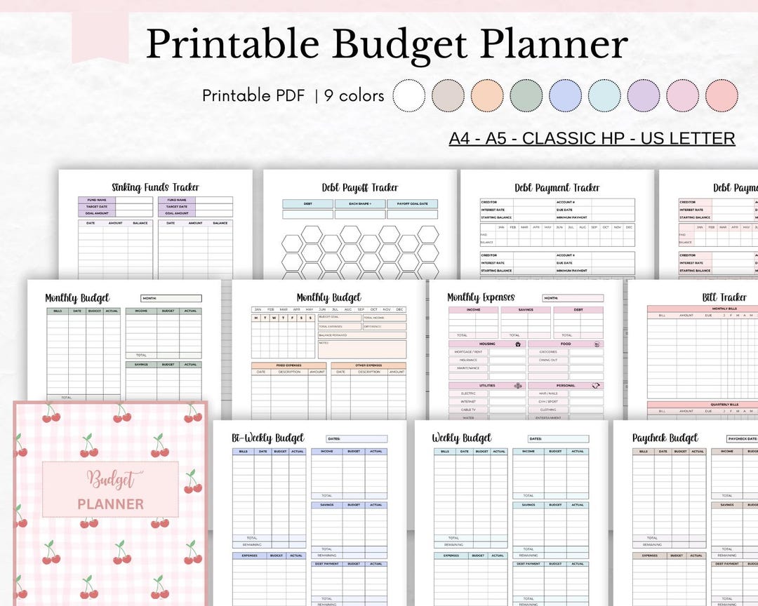 Printable Budget Planner: Monthly Finance, Savings & Debt Tracker (PDF ...