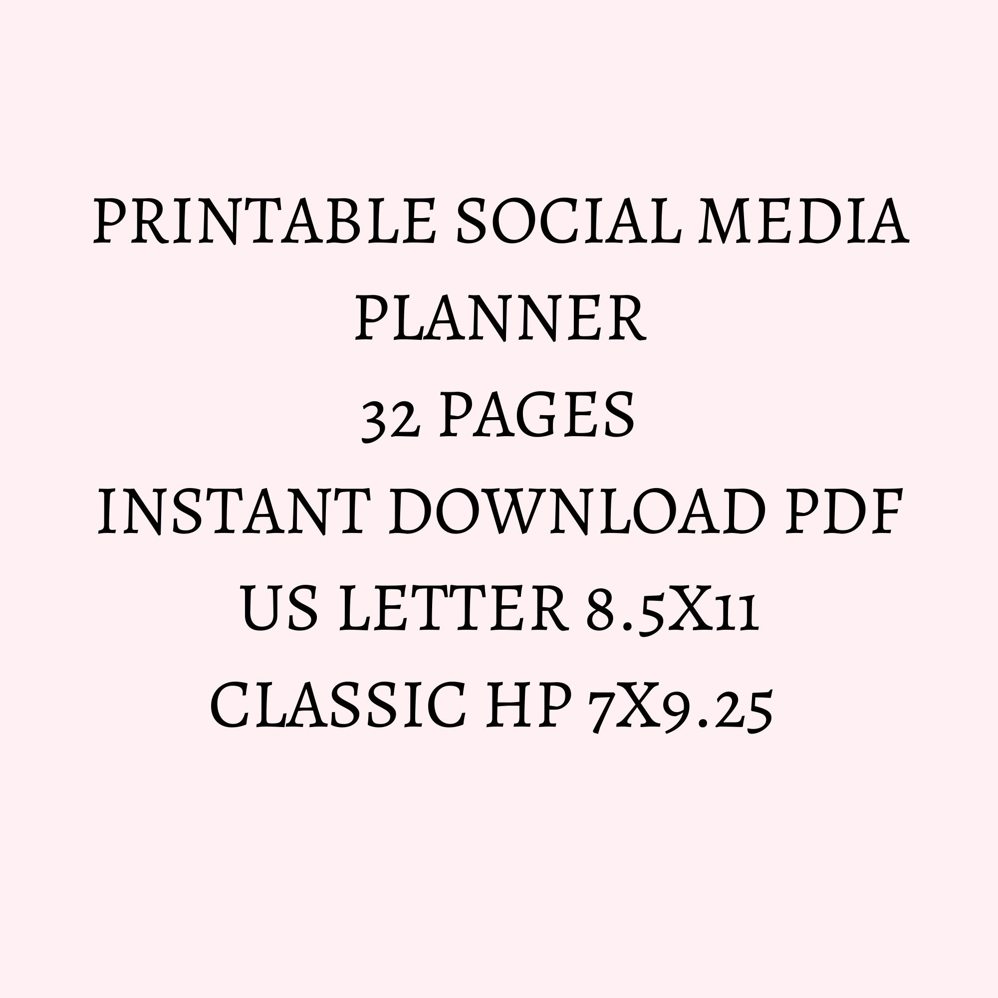 Social Media Planner Printable Facebook Tracker Instagram - Etsy