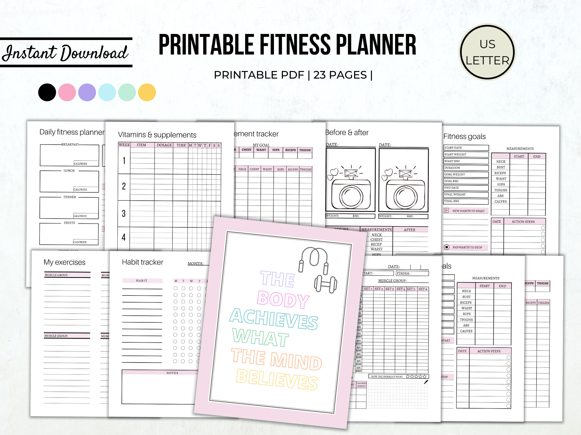 Gimnasio Planner diario peso Pérdida de calorías Tracker - Etsy México