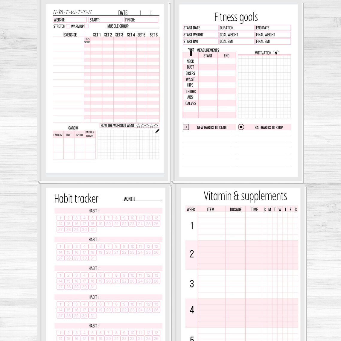 Fitness Planner Workout Journal Weight Loss Tracker Digital - Etsy