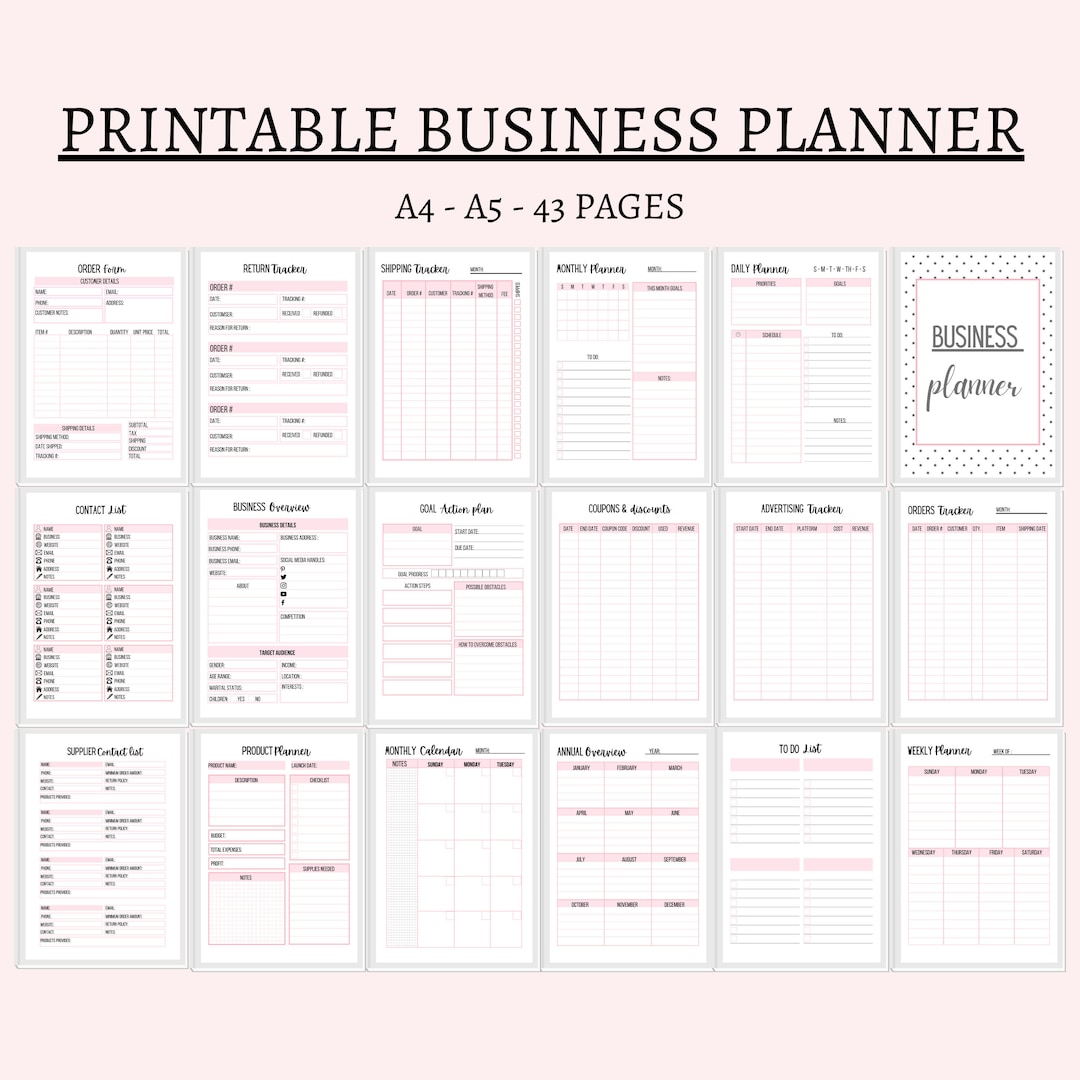 Small Business Planner Printable: A4 A5 Business Organizer (PDF) - Etsy