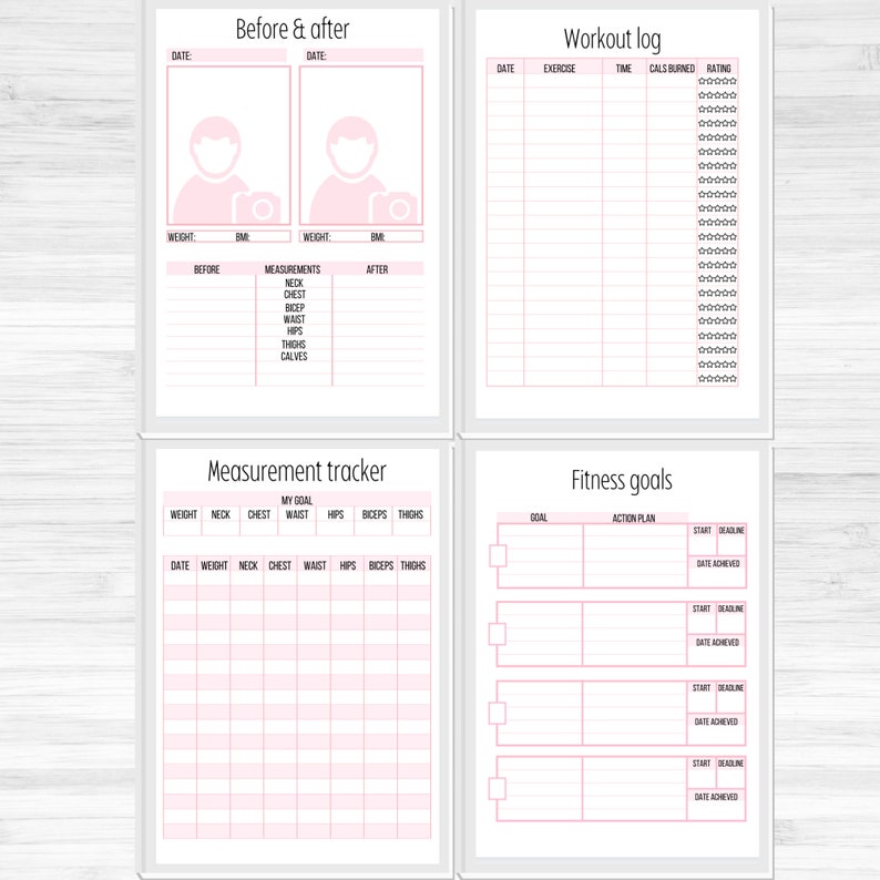 Fitness Planner Workout Journal Weight Loss Tracker Digital - Etsy