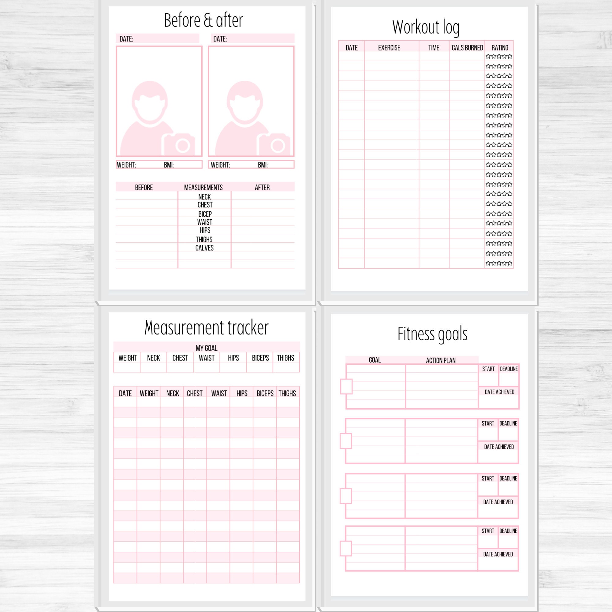 Fitness Planner Workout Journal Weight Loss Tracker Digital | Etsy