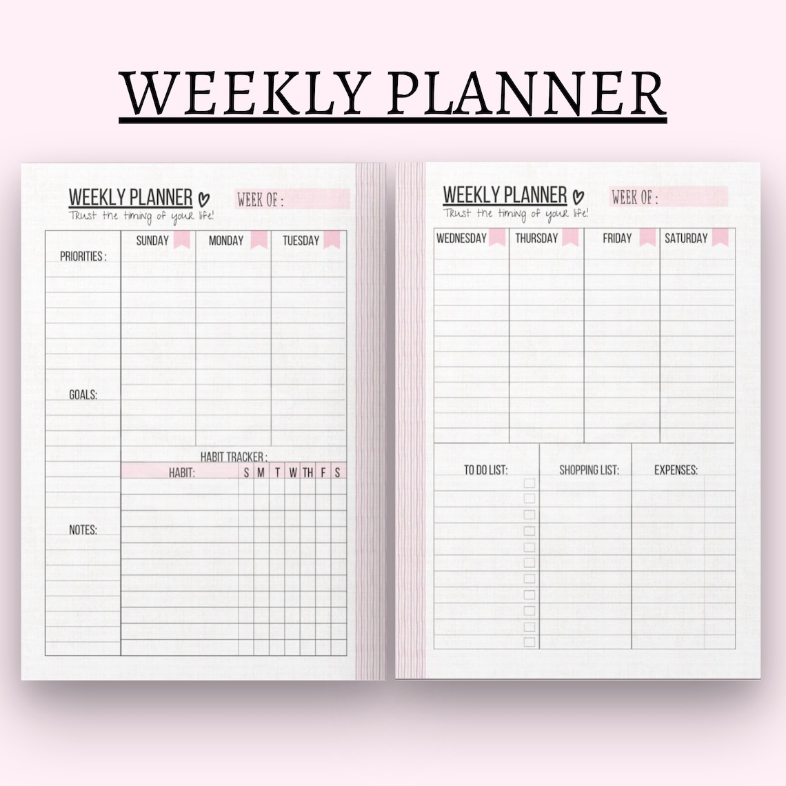 Daily Weekly Monthly Planner Printable Classic HP Digital Big - Etsy