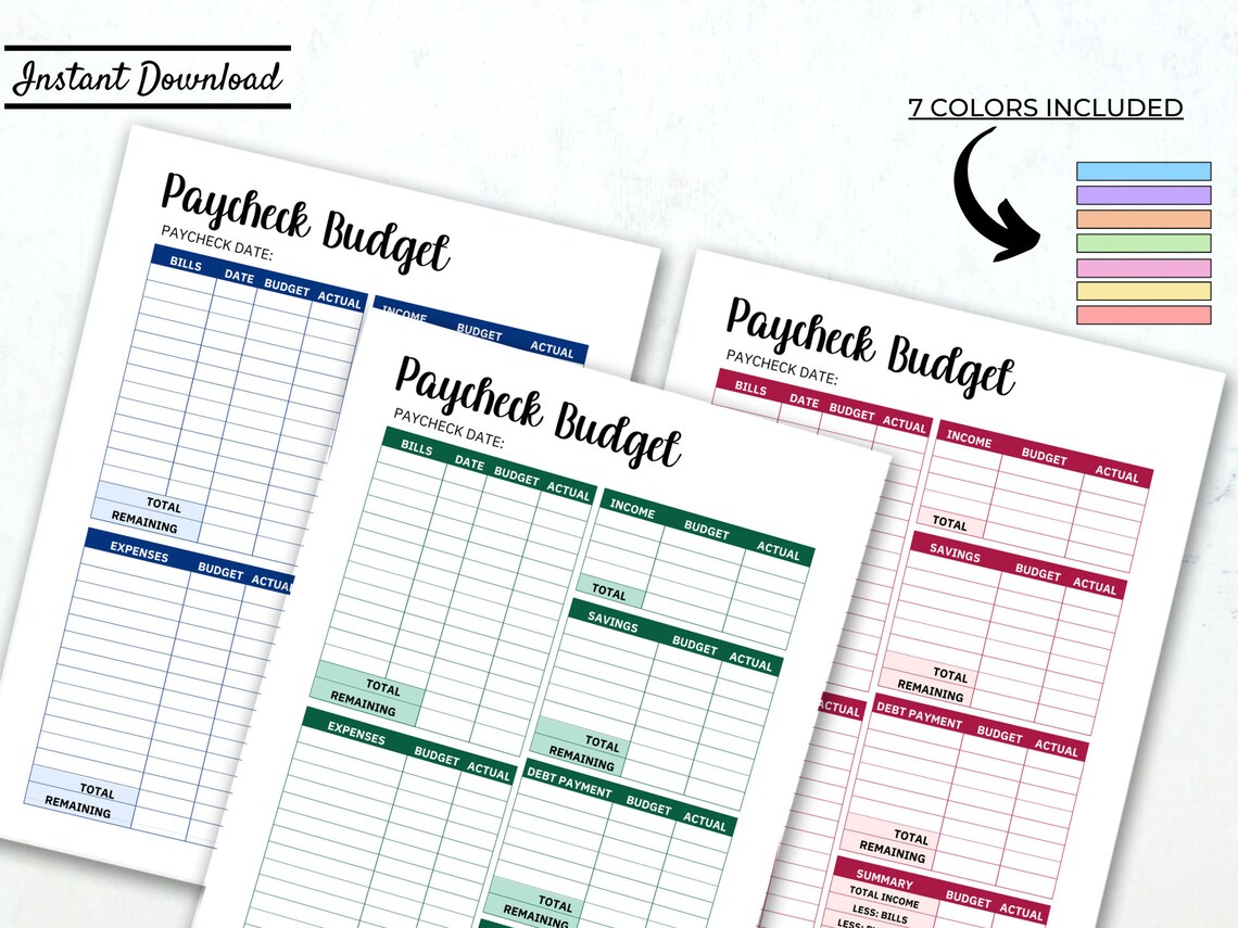 Paycheck Budget Planner Printable Monthly Budget Budgeting by - Etsy