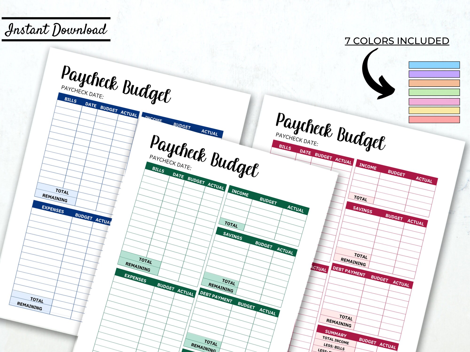 Paycheck Budget Planner Printable Monthly Budget Budgeting by | Etsy