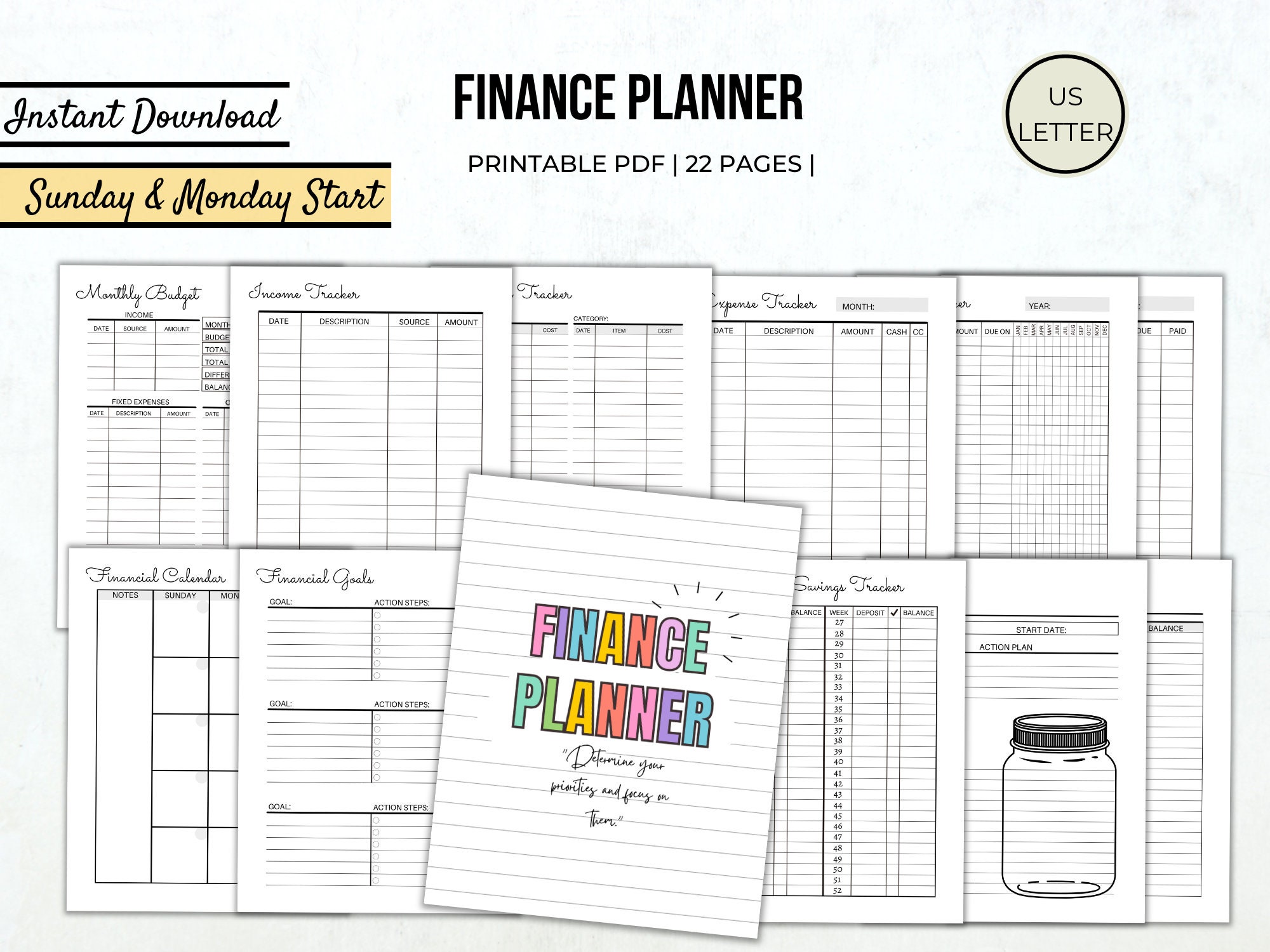 Calendars & Planners PRINTABLE Monthly Budget Planner Finance Bundle ...