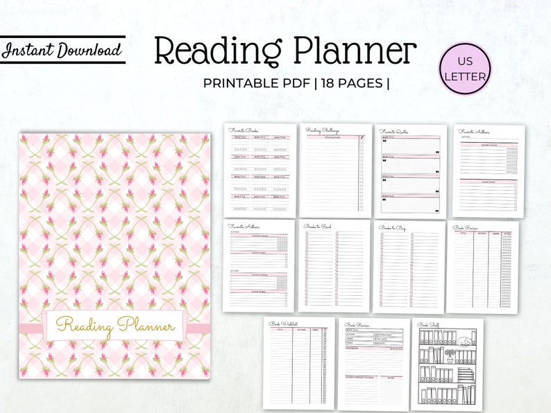 Reading Journal Reading Planner Printable Book Planner Reading | Etsy
