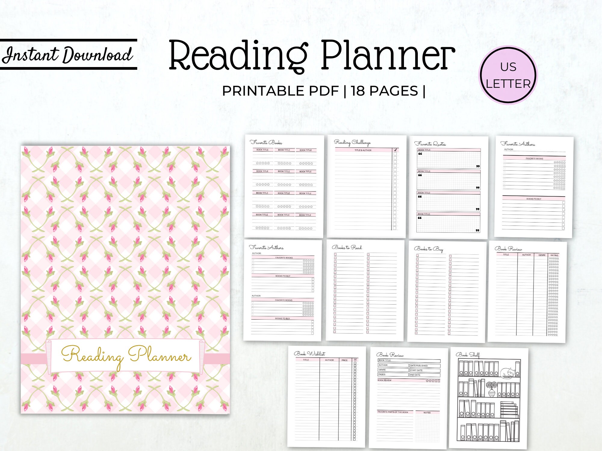 Reading Journal Reading Planner Printable Book Planner Reading | Etsy