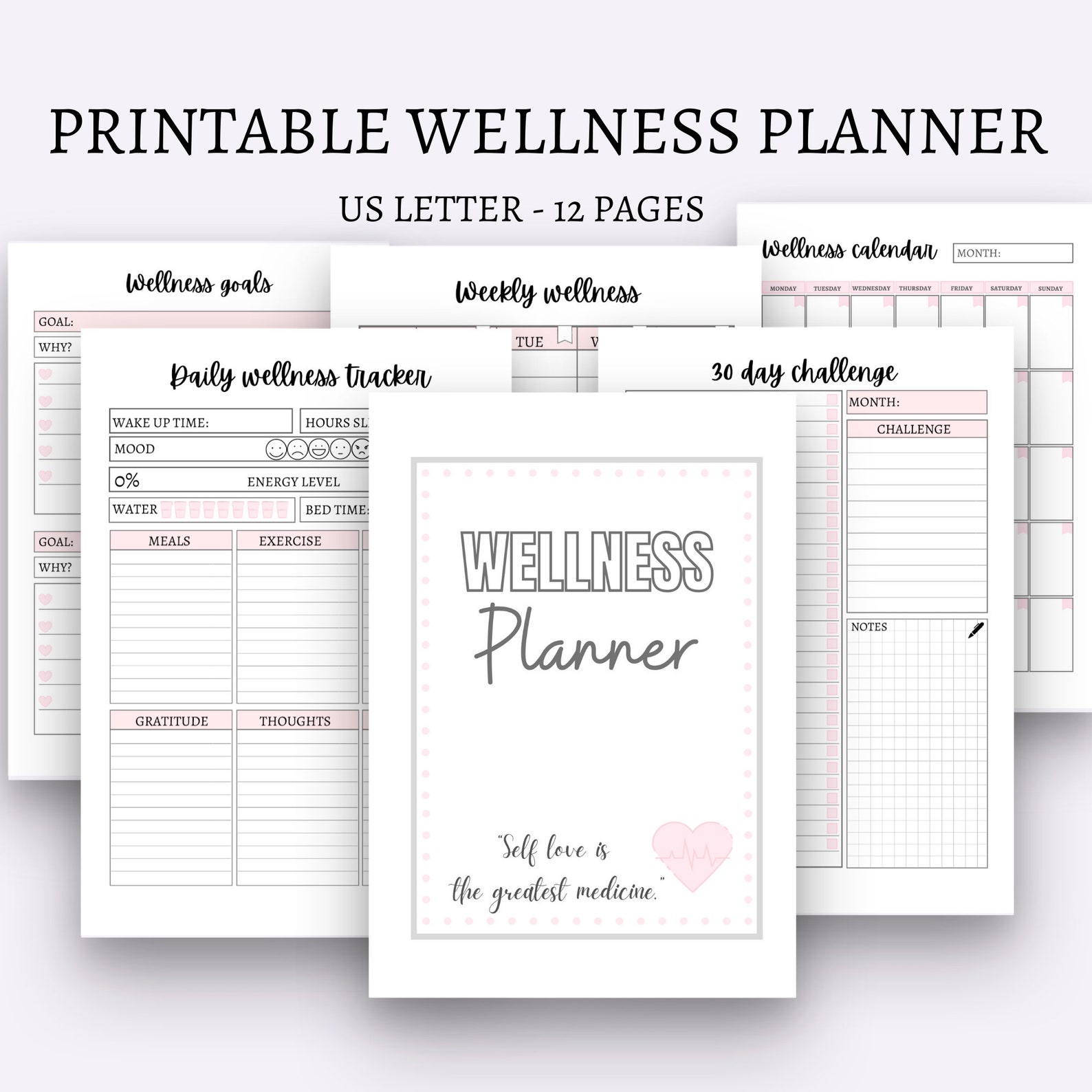 Wellness Planner Self Care Planner Gratitude Journal Daily | Etsy