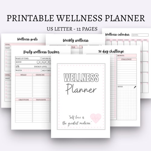 Daily Wellness Planner Printable PDF Download Self-care - Etsy