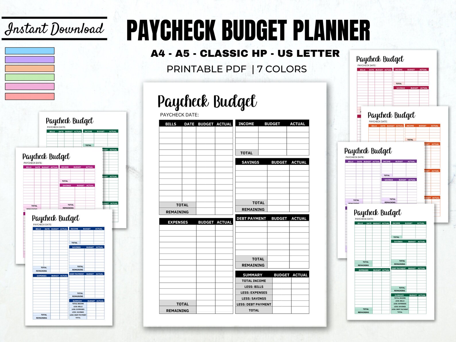 Paycheck Budget Planner Printable Monthly Budget Budgeting by | Etsy