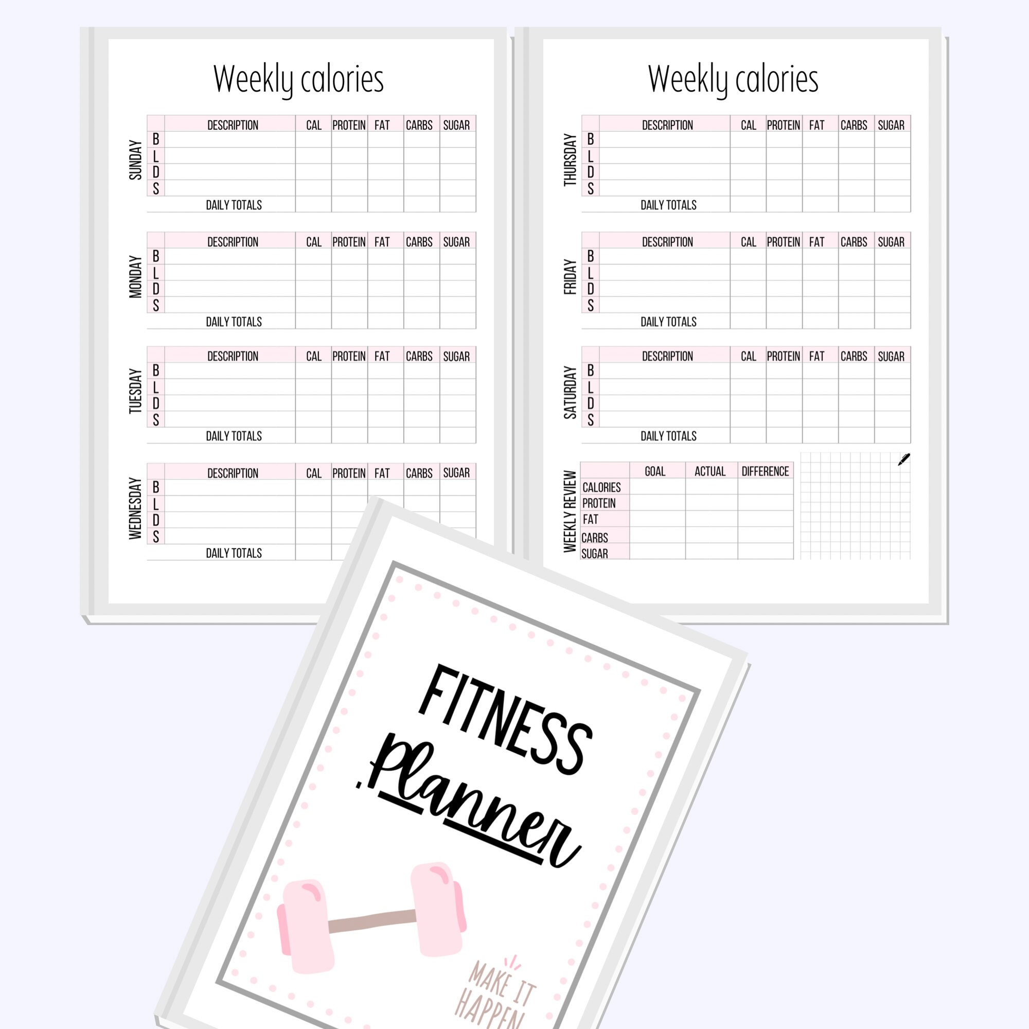 Fitness Planner Printable: Workout, Weight Loss, and Meal Tracker ...