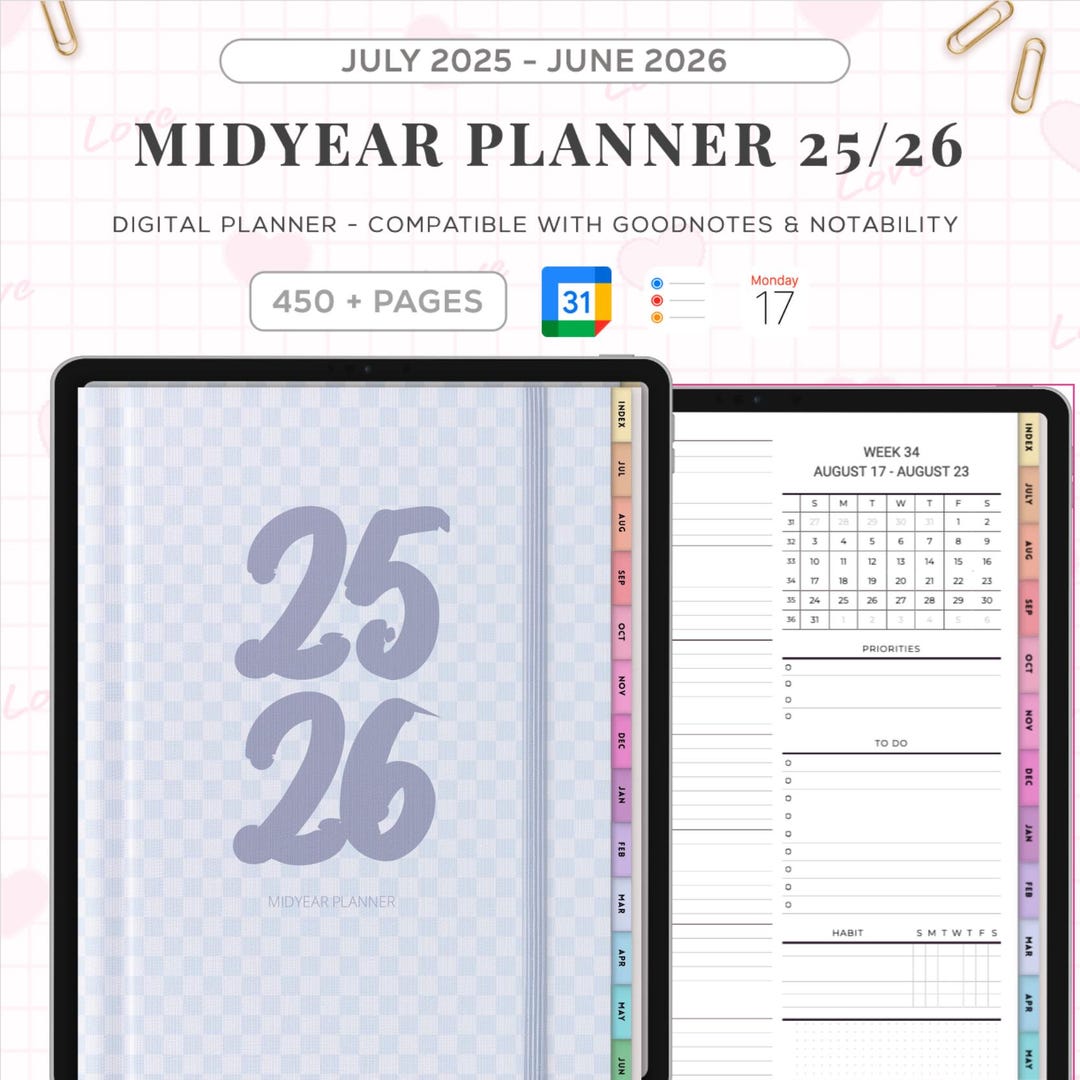 2025-2026 Mid-year Digital Planner: Goodnotes iPad Journal (PDF Files ...