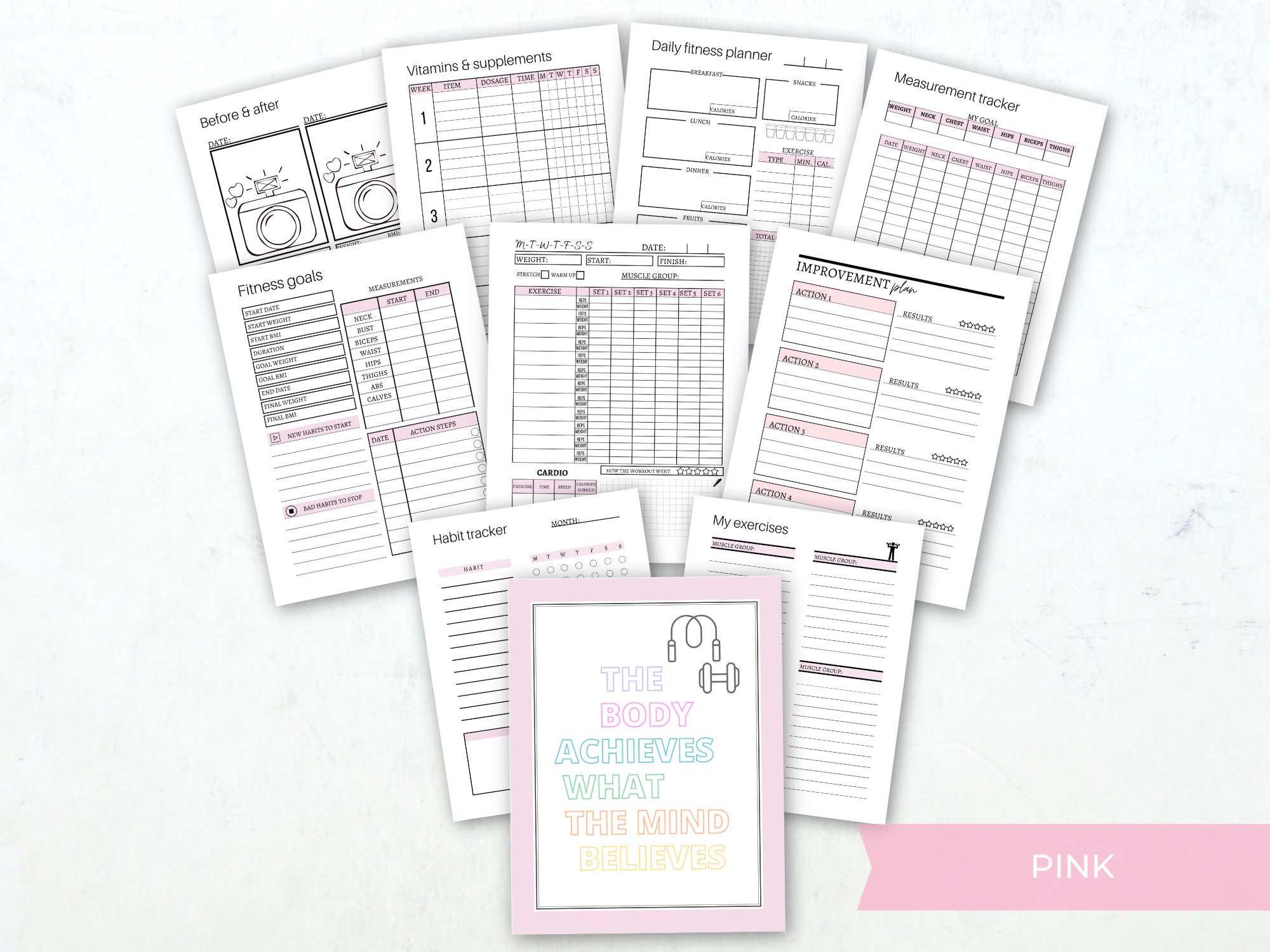 Gimnasio Planner diario peso Pérdida de calorías Tracker - Etsy México
