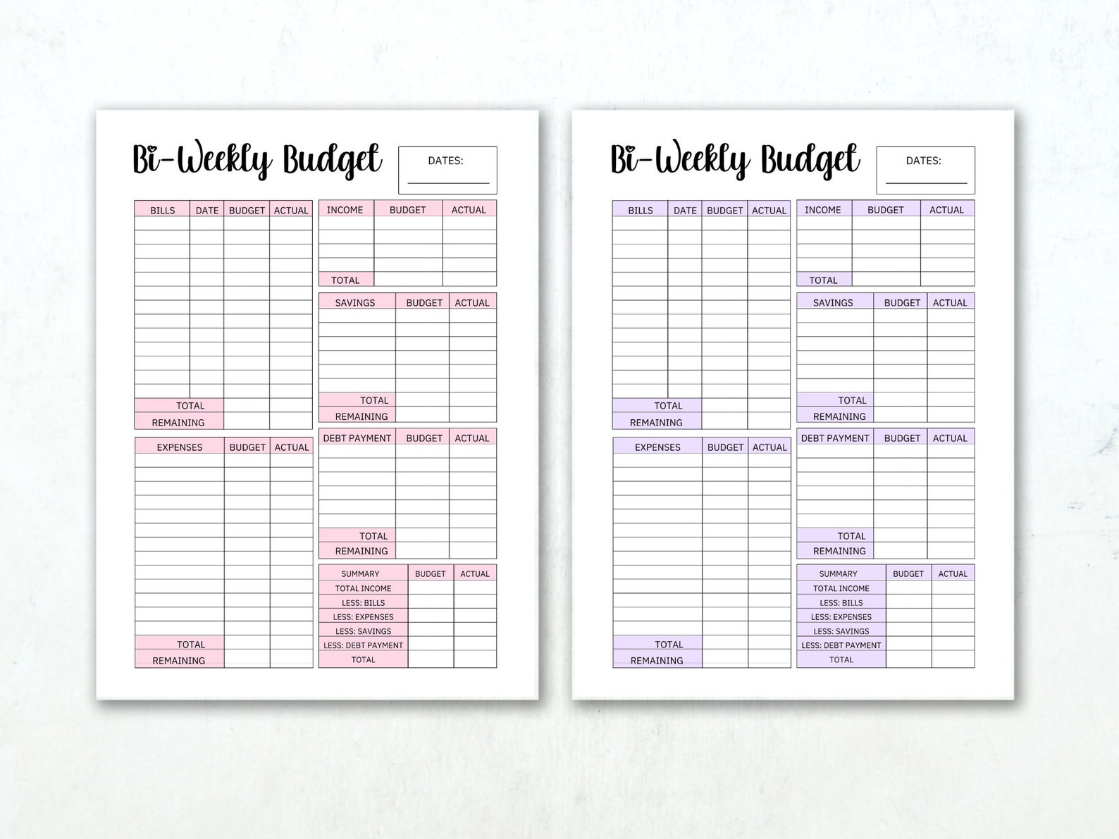 Bi Weekly Budget Planner Printable Planner Budget by Bi Weekly | Etsy