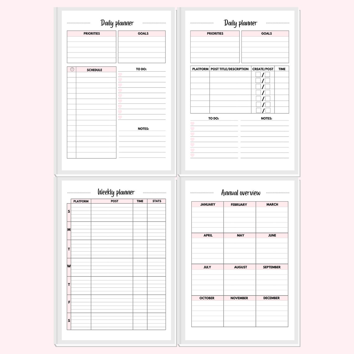 Social Media Planner Printable Facebook Tracker Instagram - Etsy