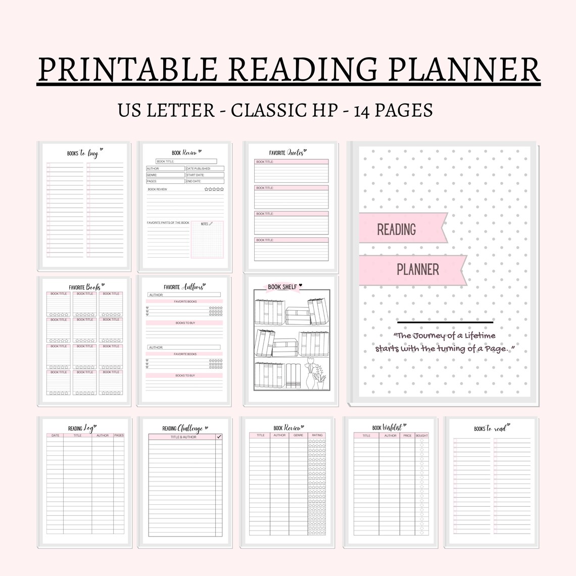 Reading Planner Printable Reading Journal Book Planner Reading - Etsy