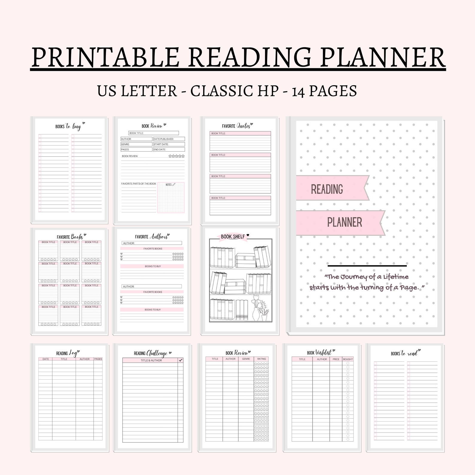 Reading Planner Printable Reading Journal Book Planner Reading - Etsy