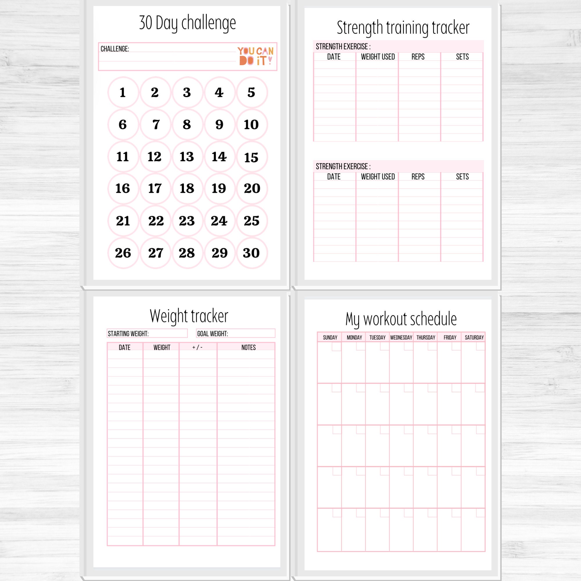 Fitness Planner Workout Journal Weight Loss Tracker Digital | Etsy