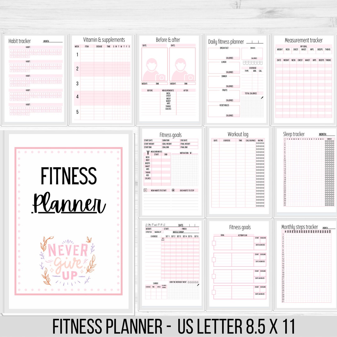 Fitness Planner Workout Journal Weight Loss Tracker Digital Big Happy ...