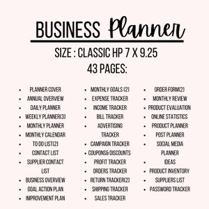 Business Planner Classic Hp Small Business Planner Printable 7x9.25 ...