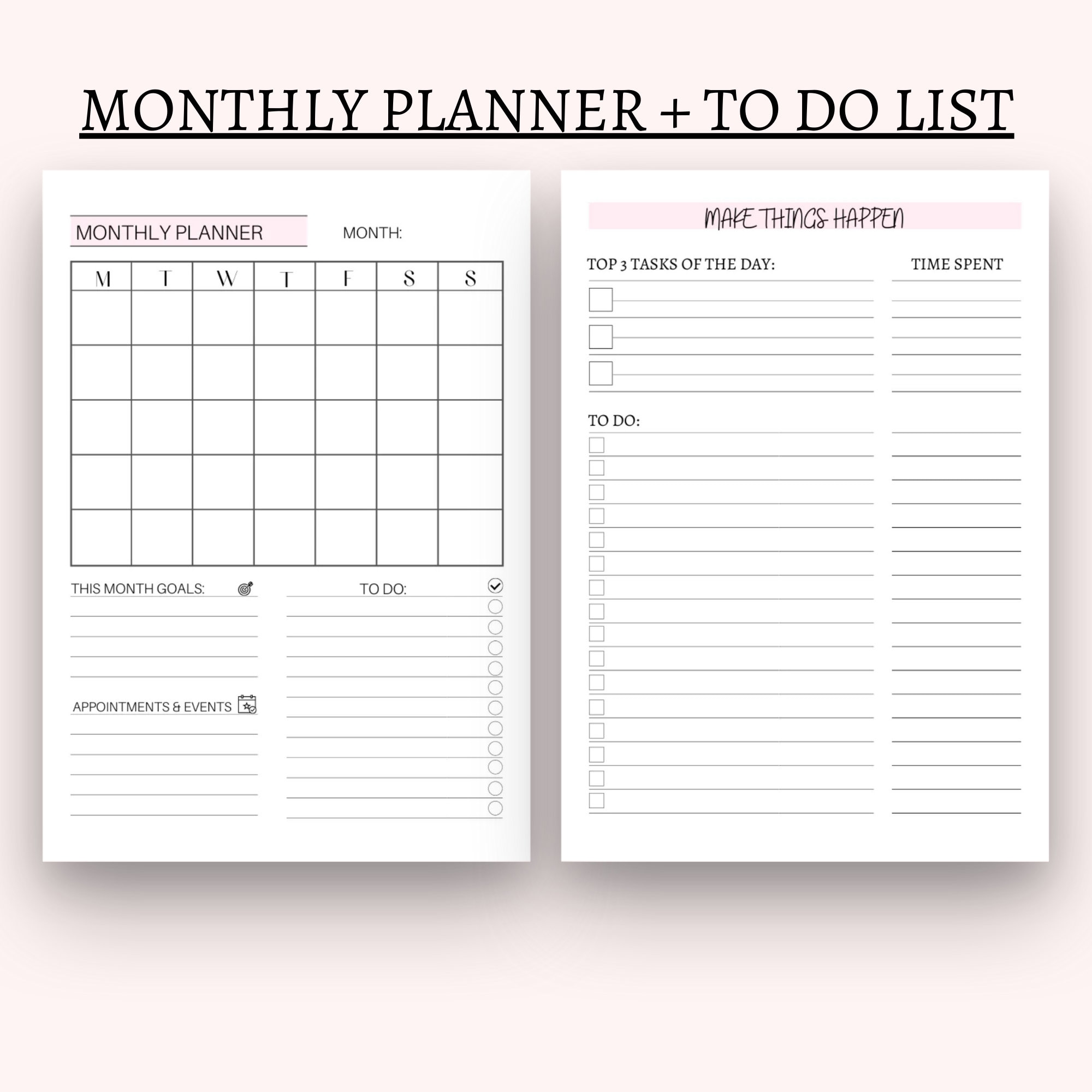 Printable Daily Weekly Monthly Planner Set (US Letter, Classic HP) (PDF ...