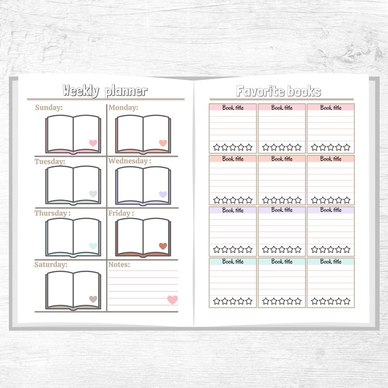 Reading Planner Printable Reading Journal Big Happy Planner - Etsy