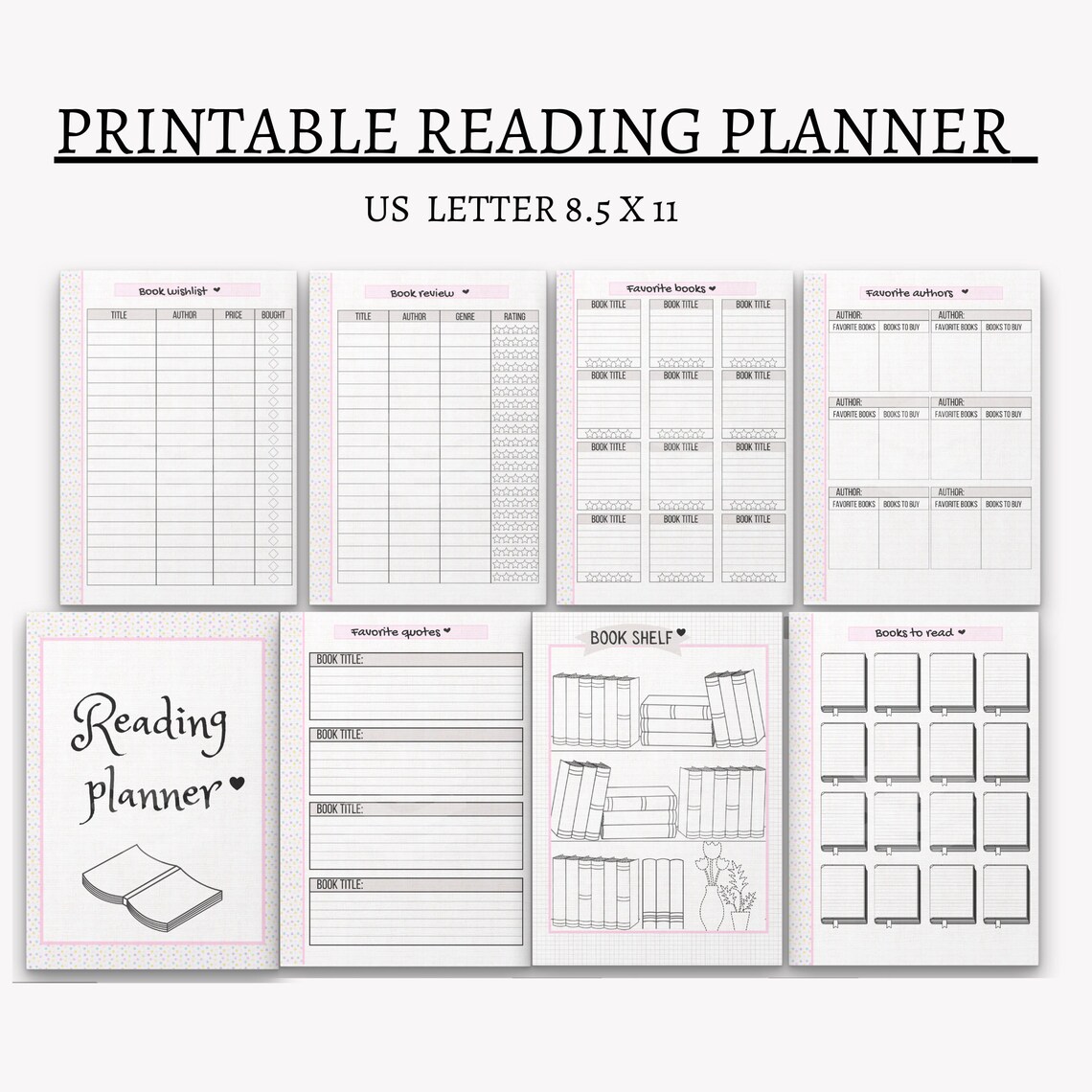 Reading Planner Printable Reading Journal Digital Book Planner - Etsy