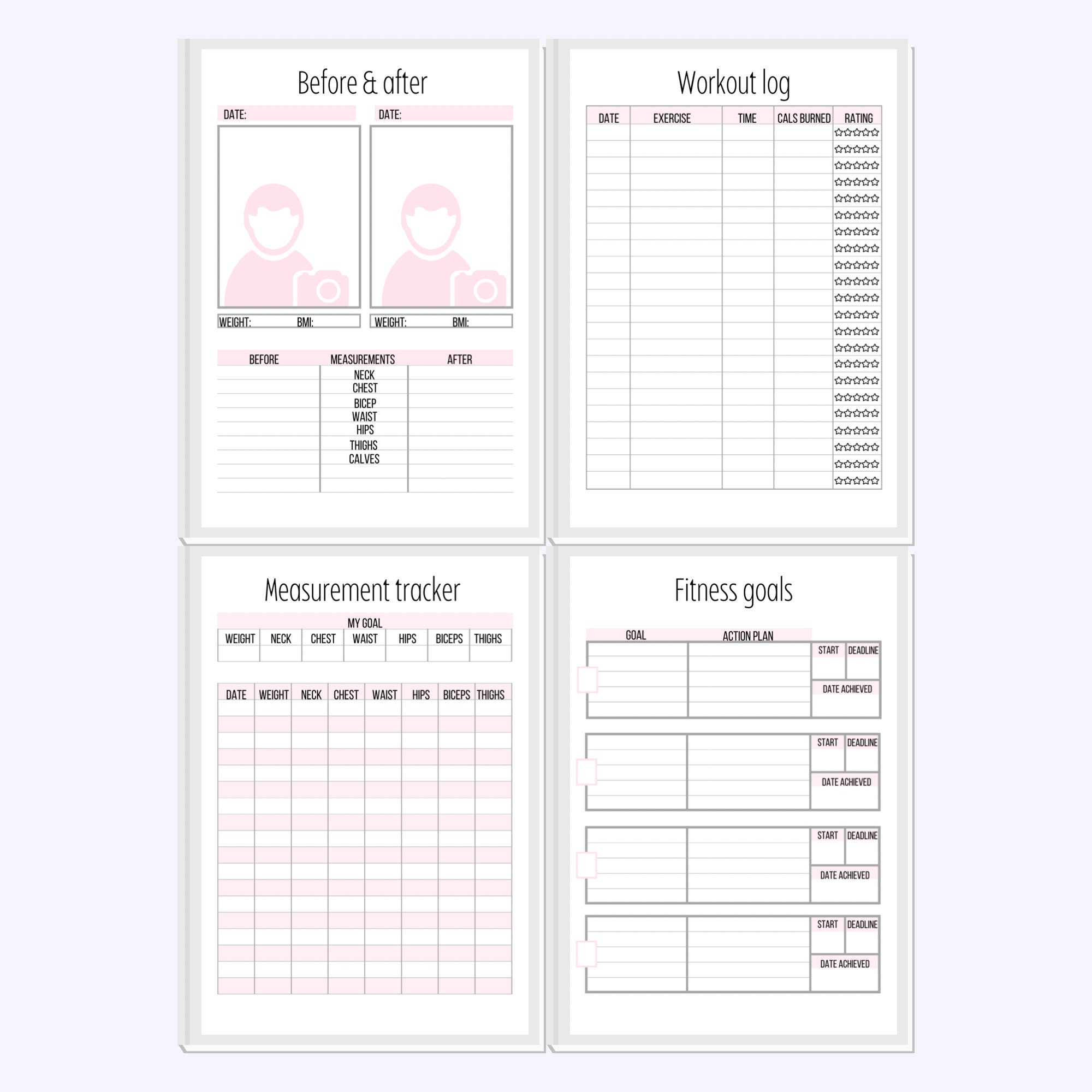 Fitness Planner Printable: Workout, Weight Loss, and Meal Tracker ...
