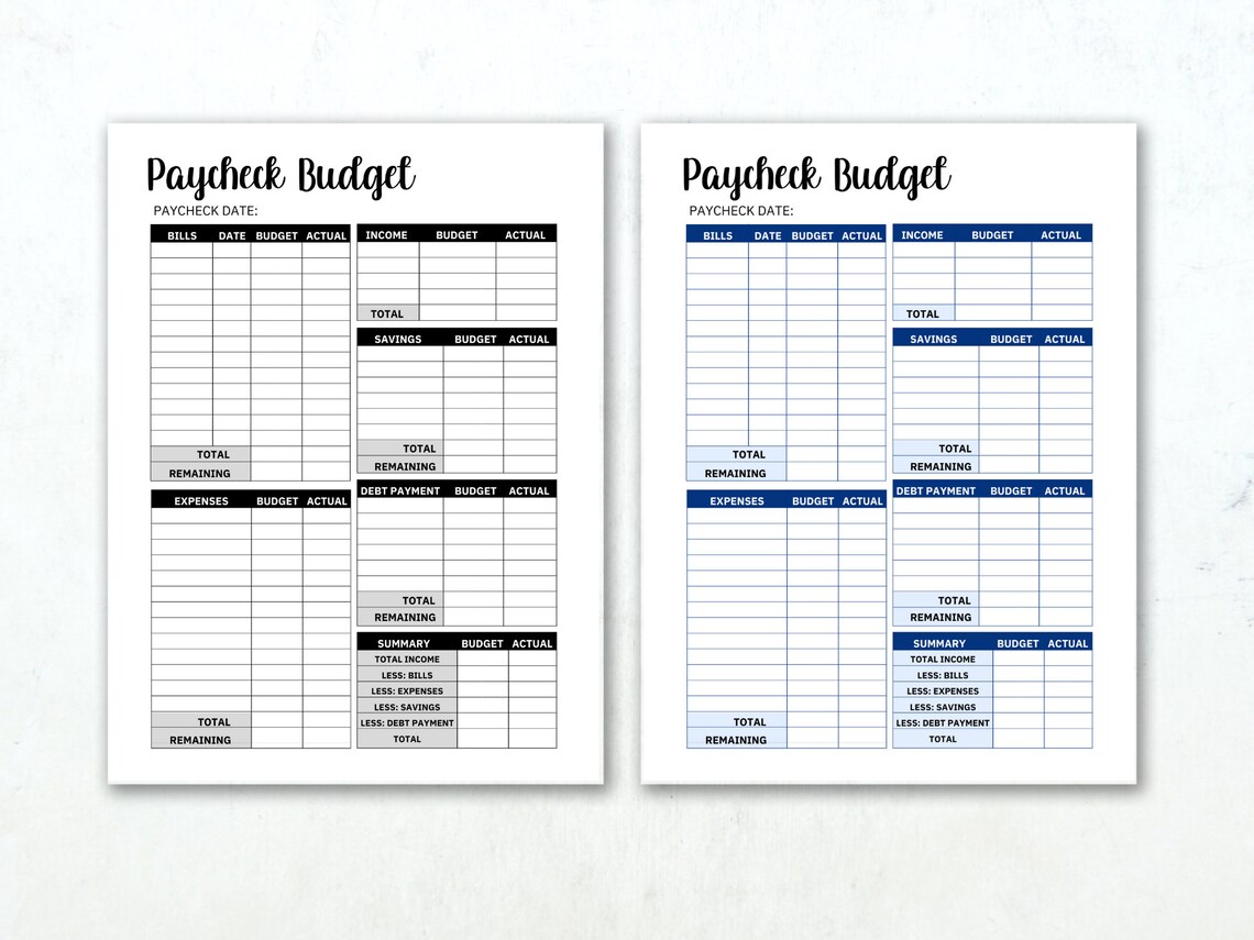 Paycheck Budget Planner Printable Monthly Budget Budgeting by | Etsy