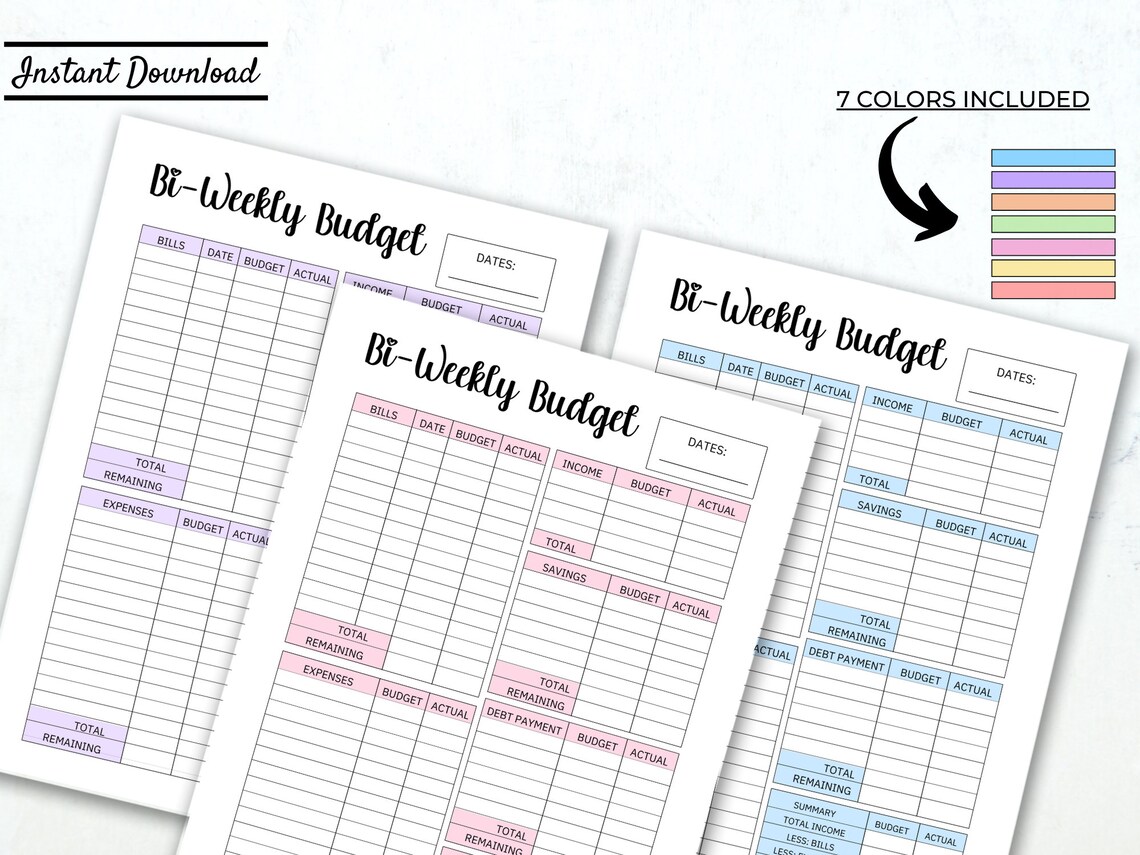 Bi Weekly Budget Planner Printable Planner Budget by Bi Weekly | Etsy