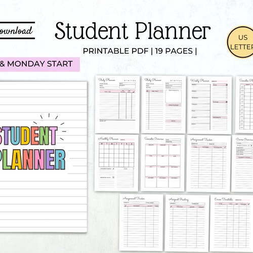Student Planner Study Planner Printable Academic Planner - Etsy