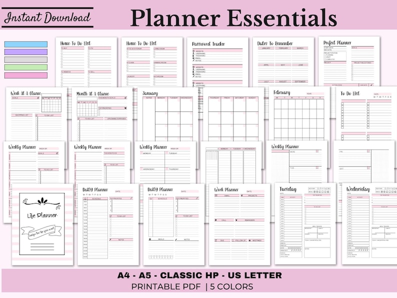 Printable Planner Bundle: Daily, Weekly, Monthly, A4 A5 (digital ...