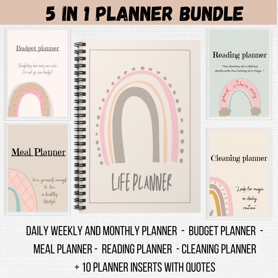 Life Planner Printable Daily Weekly Monthly Month at a Glance Big Happy ...